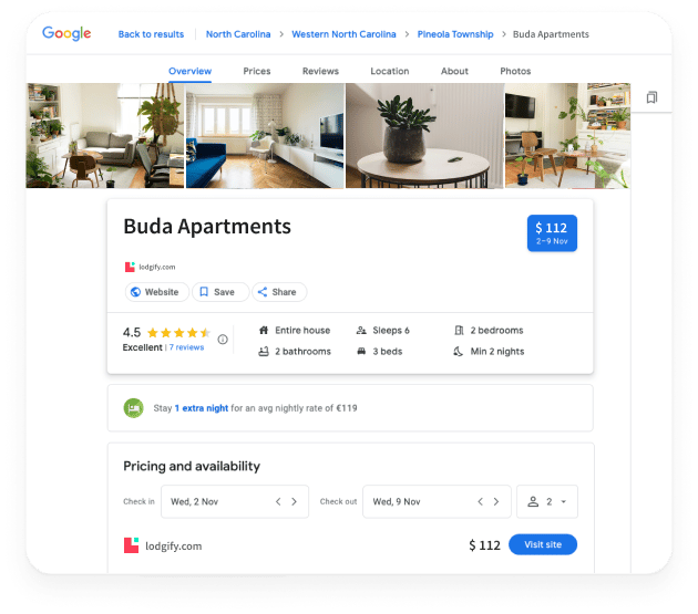 List your properties on Google Vacation Rentals with Lodgify
